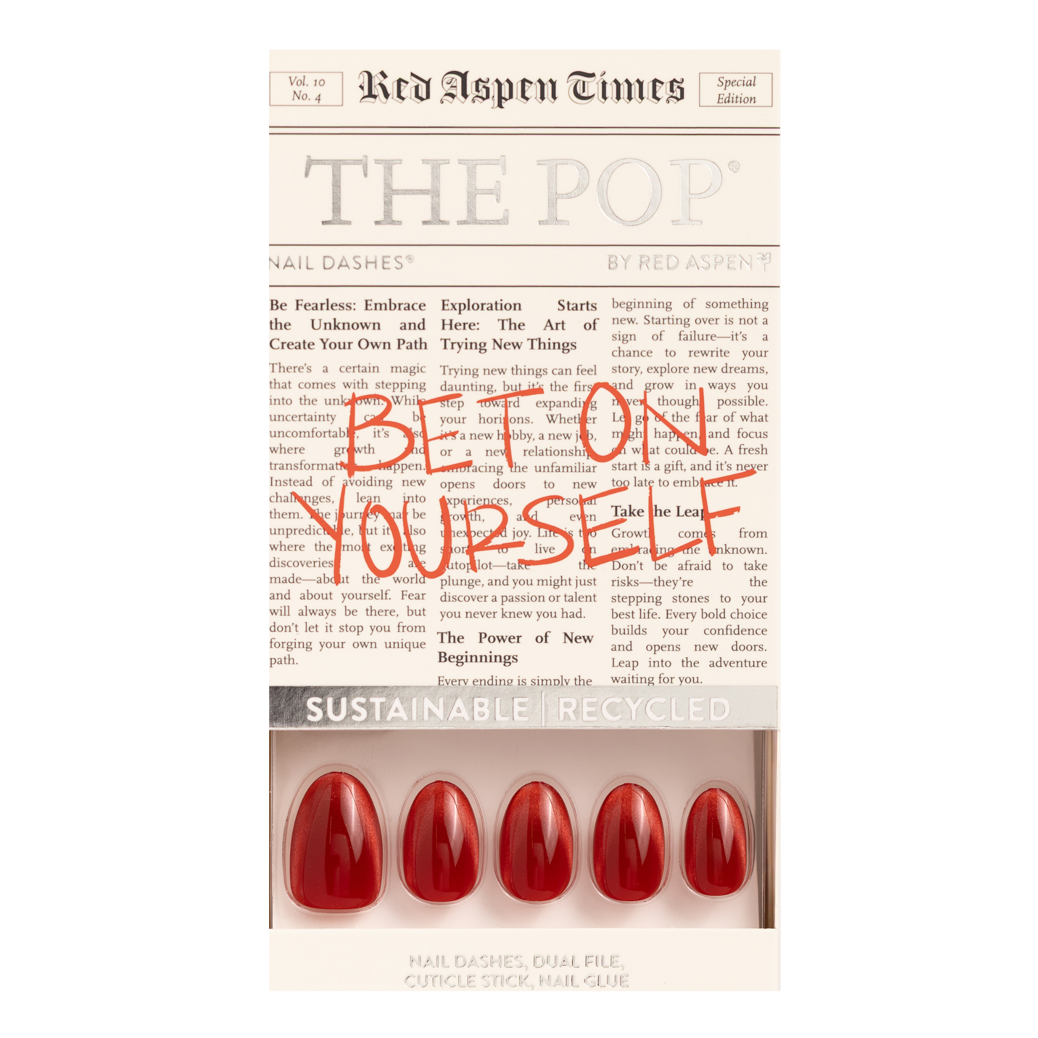 Read All Over, Fabia Nails - Press On Nails | Red Aspen