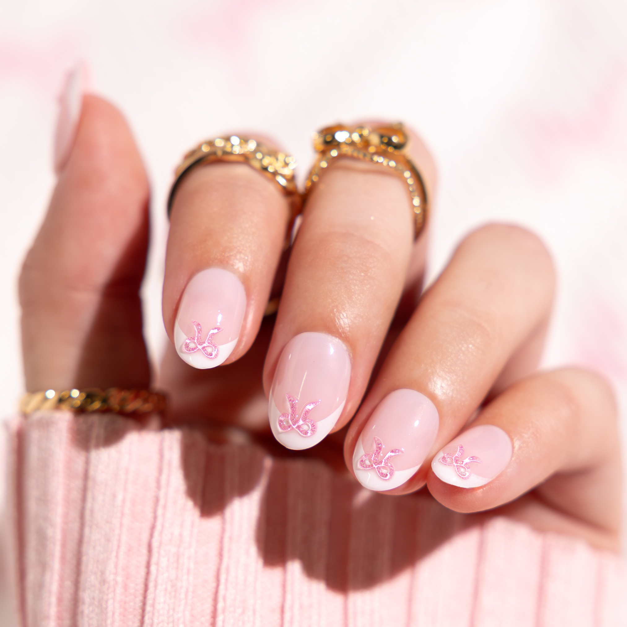 Velvet Ribbon Curls, Clara Nails - Press On Nails | Red Aspen
